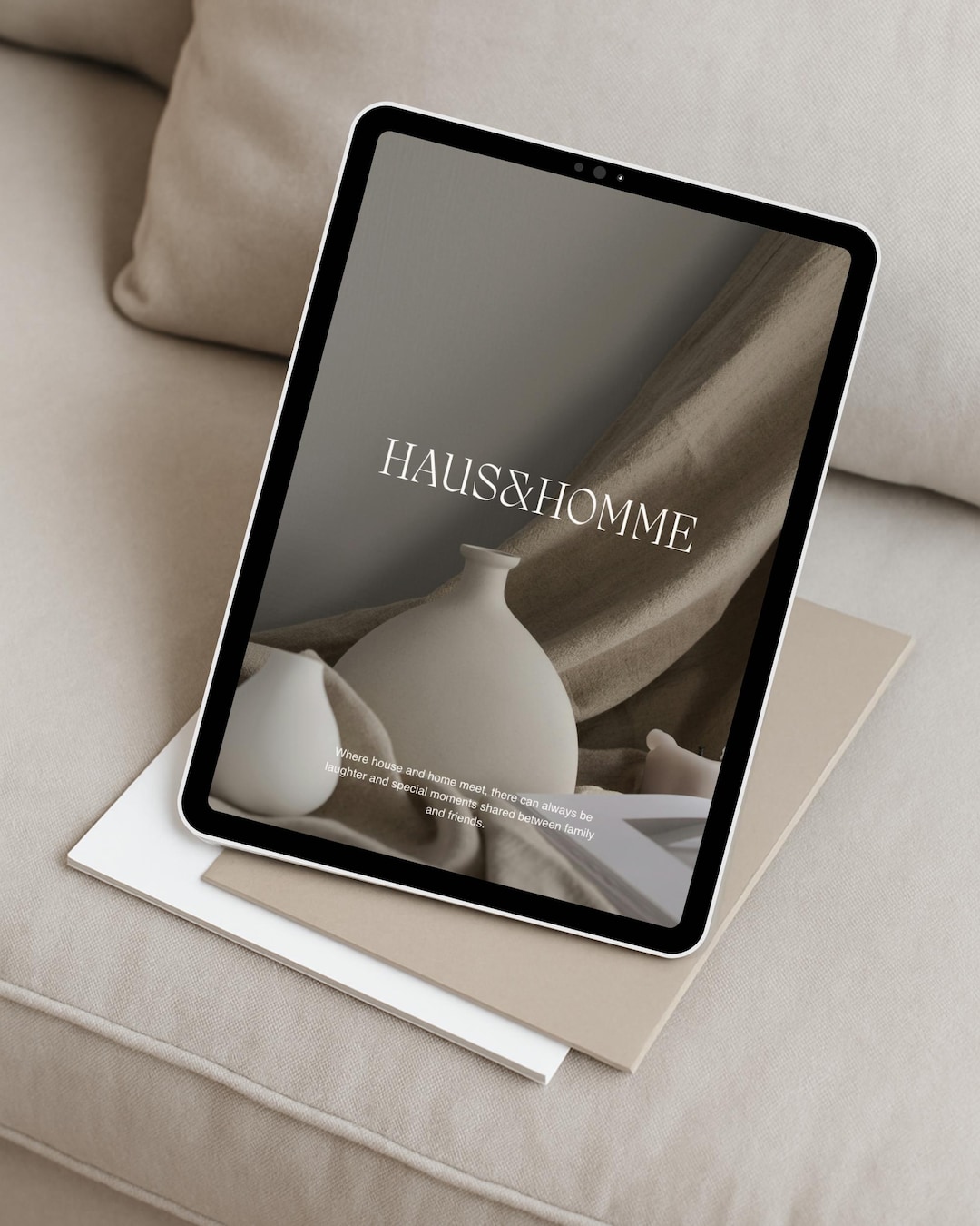 08 iPad Mockup for Canva – Contemporary Wabi Sabi Tablet Scene, Minimal ...