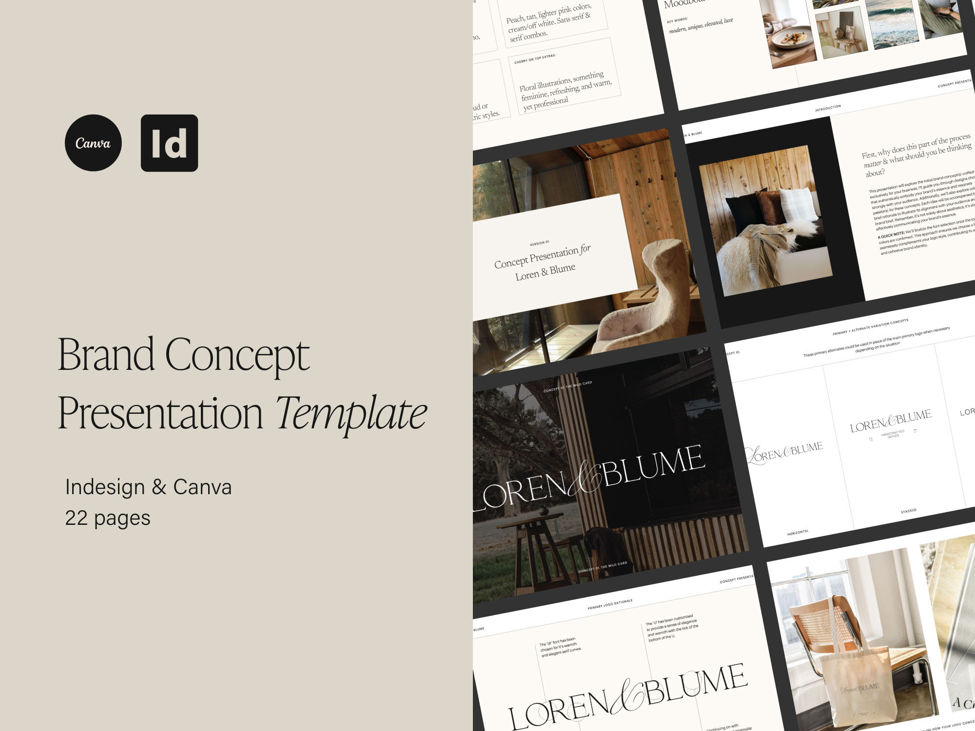 Brand & Logo Concept Presentation Template | Canva + Indesign | BONUS ...