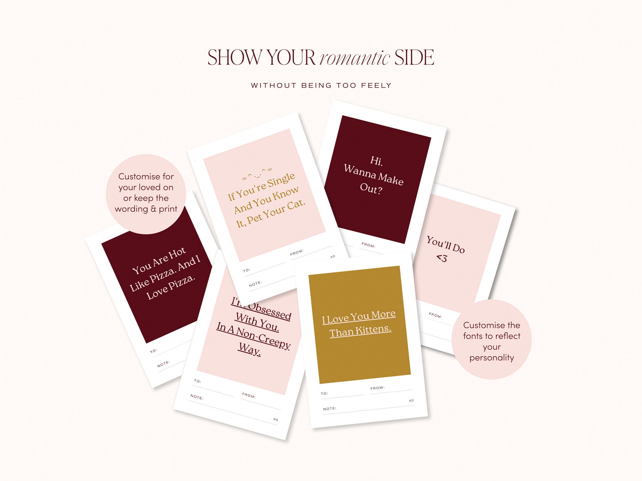 Valentine's Day A5 Printable Cards Designs DIY Template Indesign Canva ...