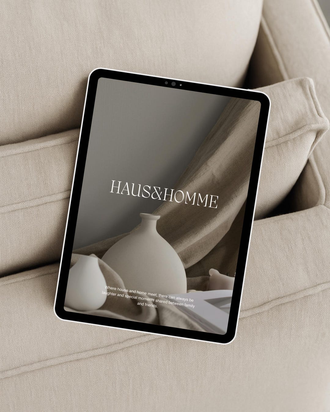 02 iPad Mockup for Canva – Contemporary Wabi Sabi Tablet Scene, Minimal ...