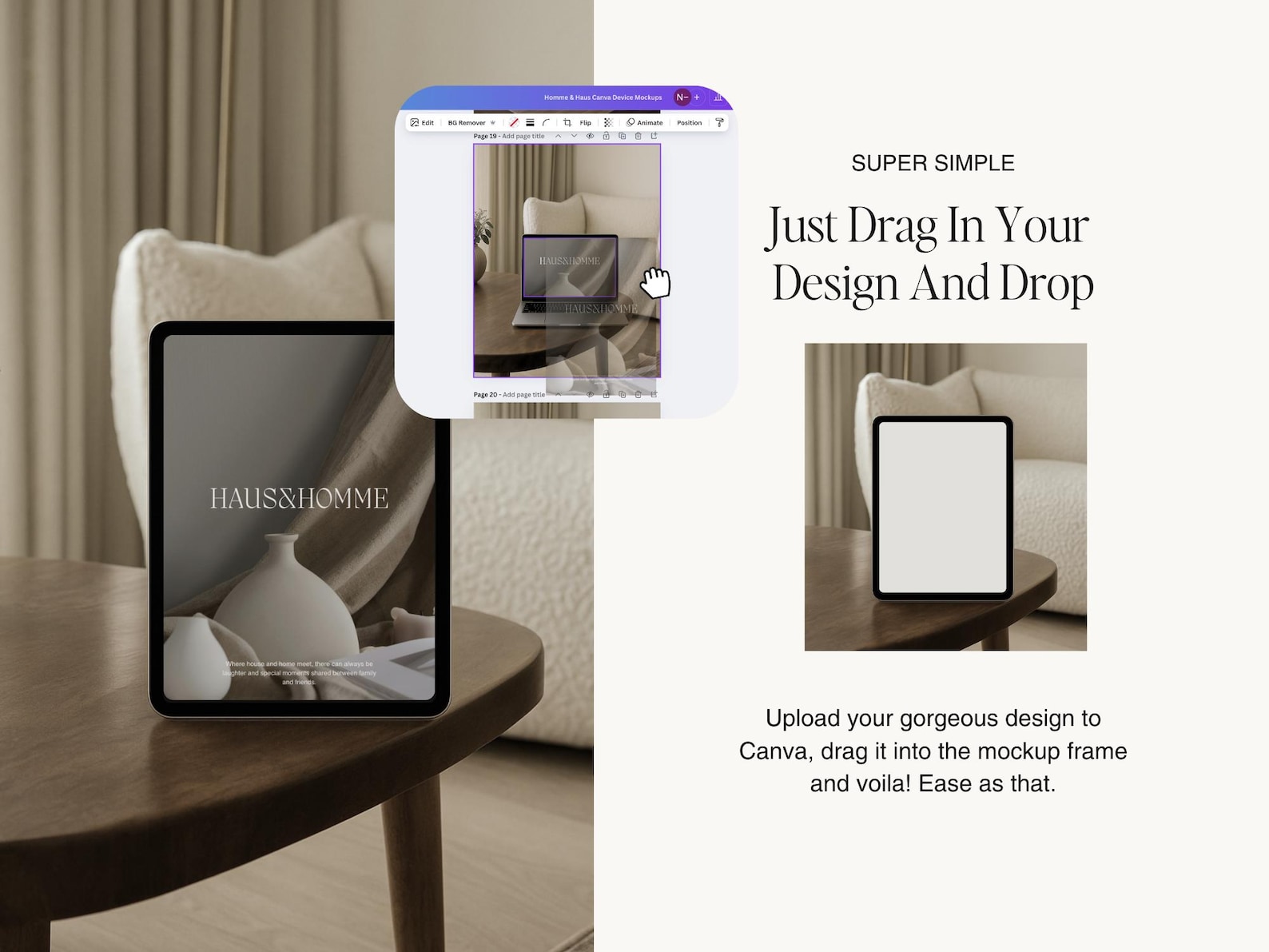 05 MacBook Mockup for Canva – Wabi Sabi Interior Laptop Scene, Neutral ...
