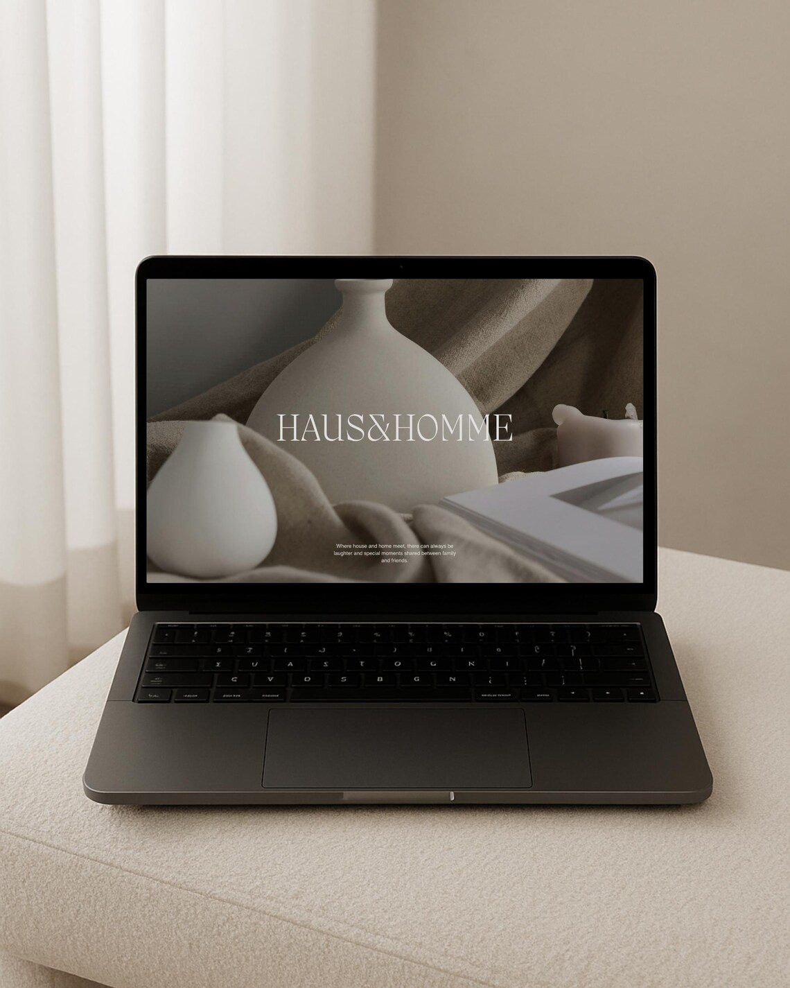 No.10 MacBook Mockup for Canva – Wabi Sabi Interior Laptop Scene ...