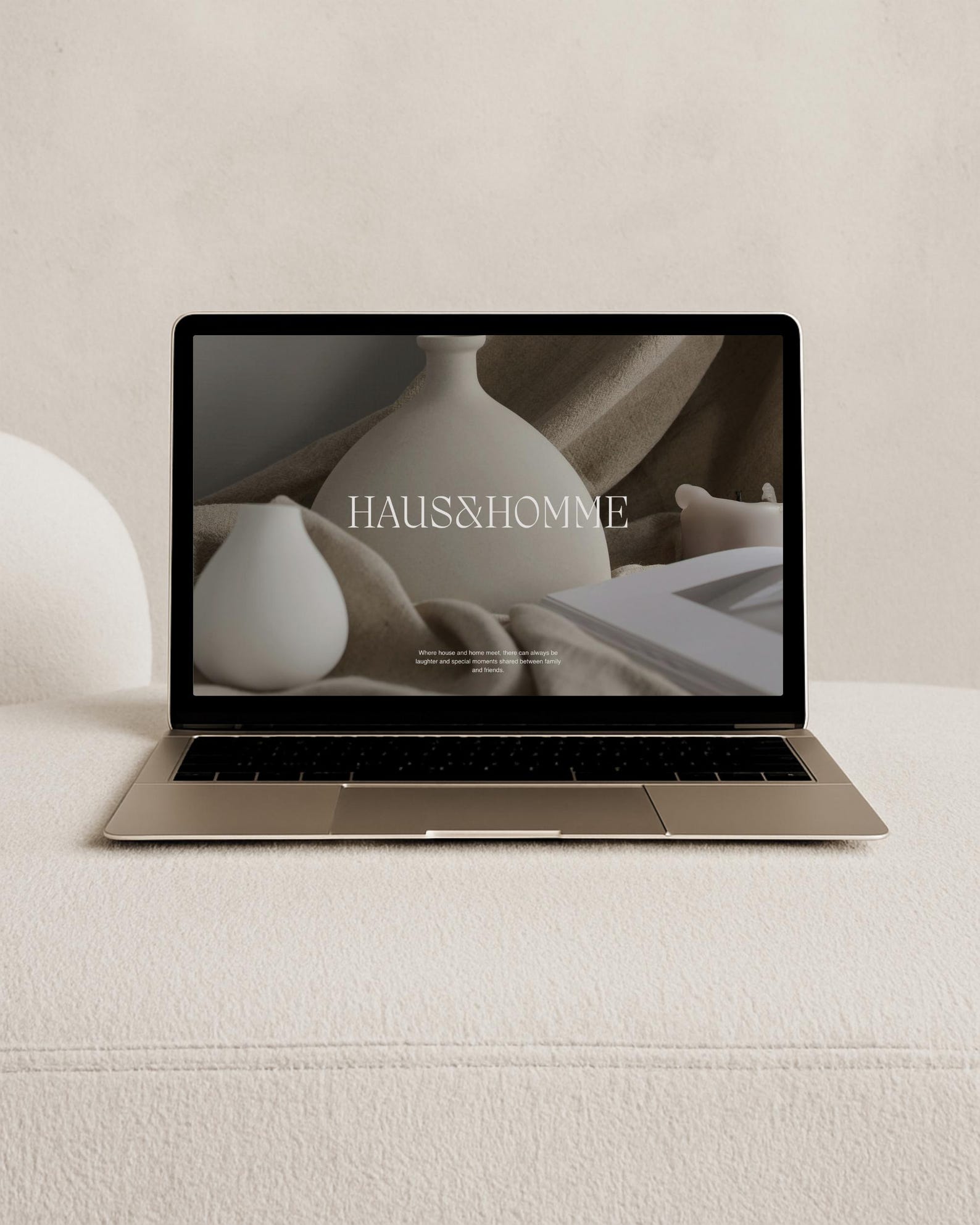 05 MacBook Mockup for Canva – Wabi Sabi Interior Laptop Scene, Neutral ...