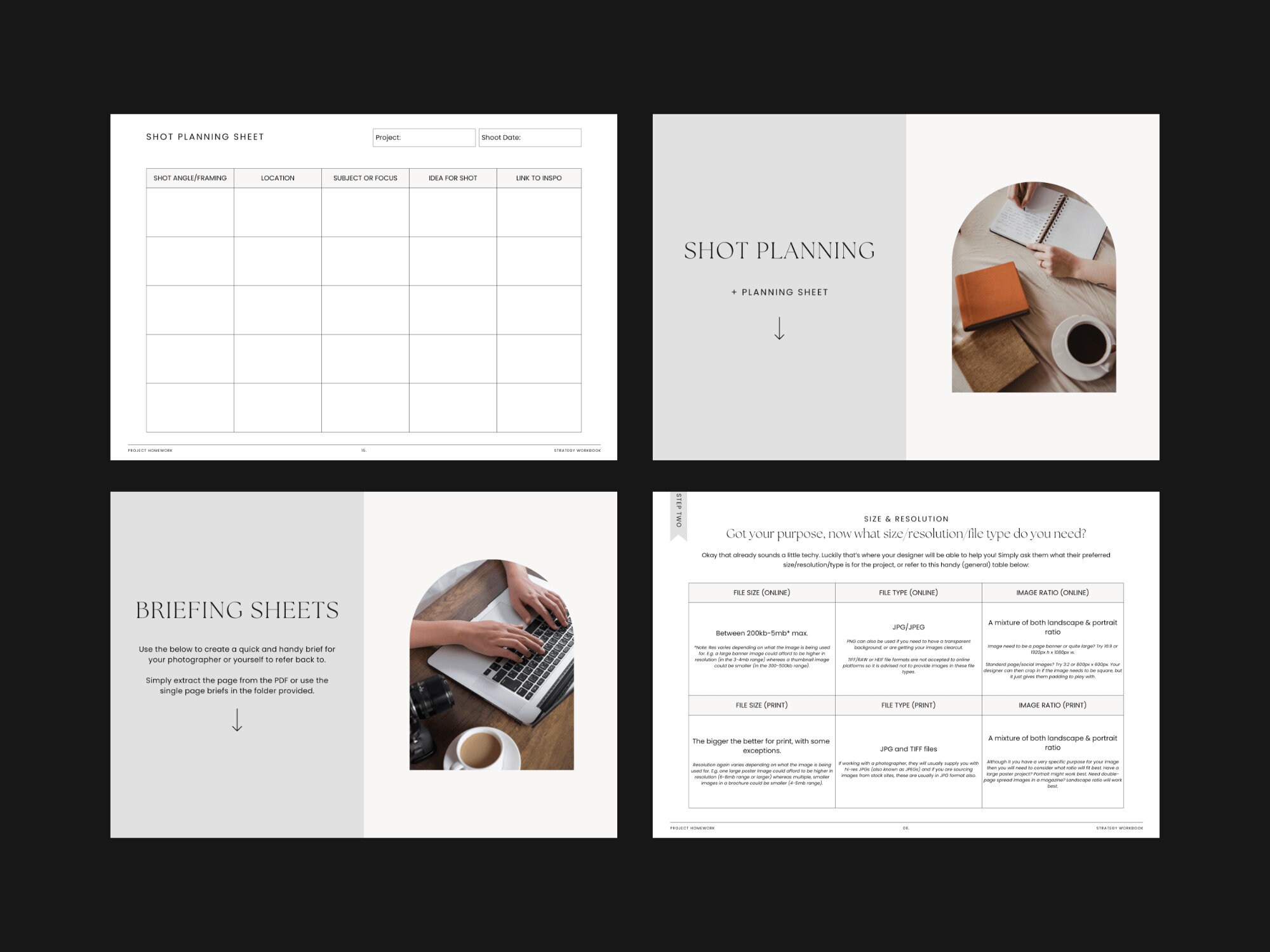 Photoshoot and Imagery Strategy Template Photography Help Guide Website ...