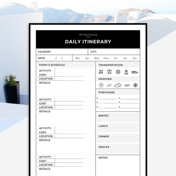Printable Daily Trip Schedule - Etsy