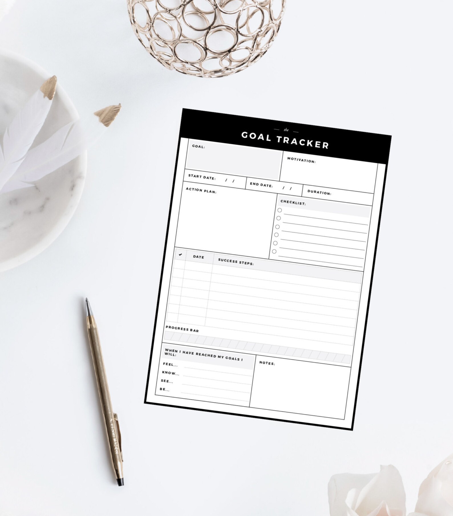Goal Tracker Printable | Goal Planner Itinerary | Daily Printable Goal ...