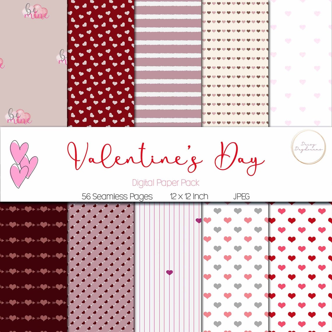 Valentine's Day Seamless Digital Paper Pack - Etsy