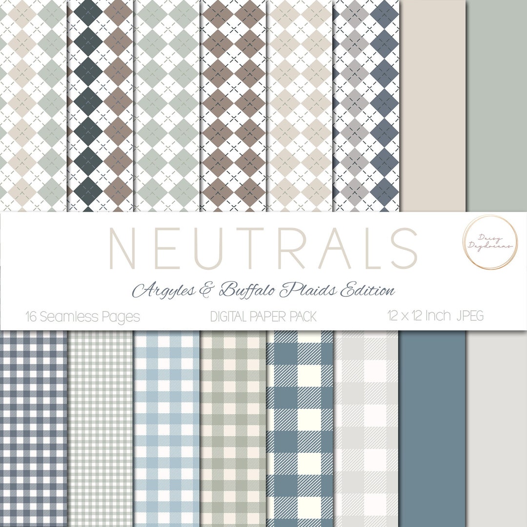 Neutral Seamless Argyle and Plaid Digital Paper - Etsy