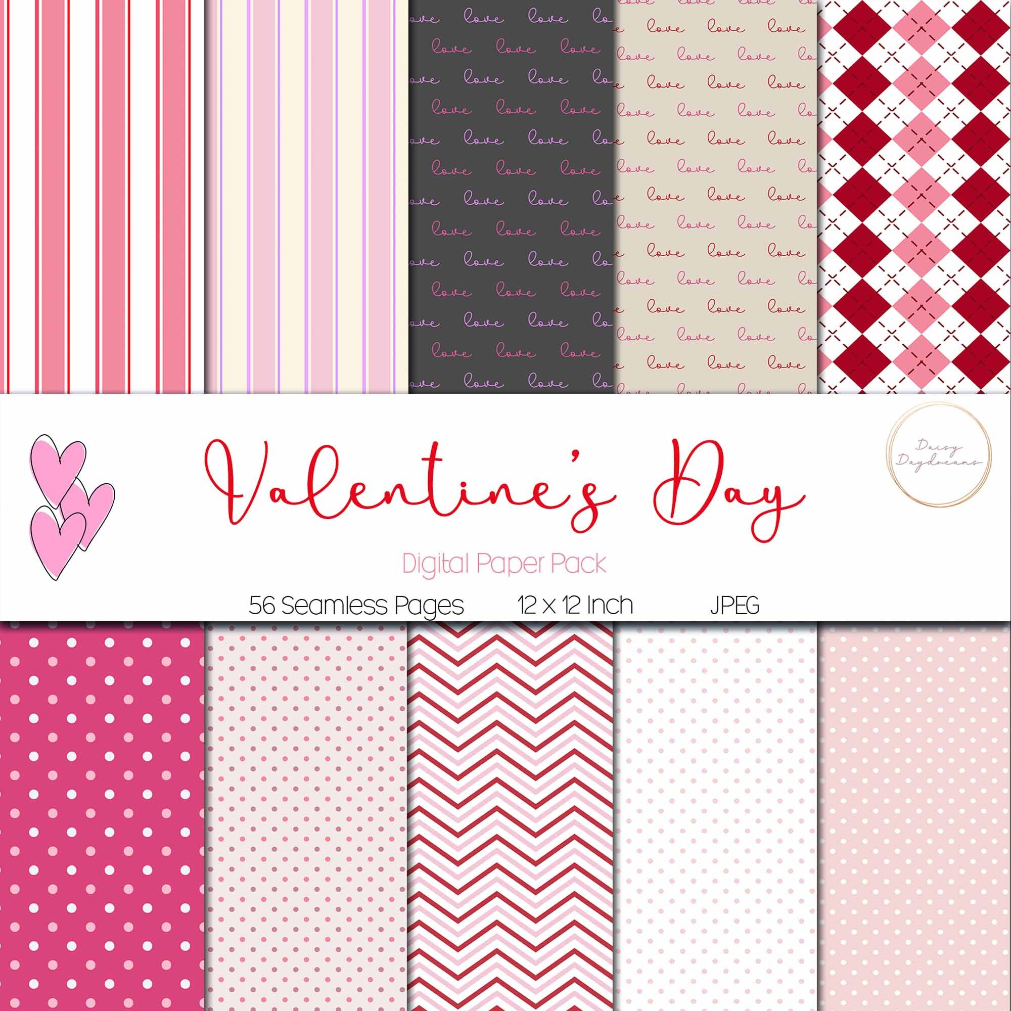 Valentine's Day Seamless Digital Paper Pack - Etsy
