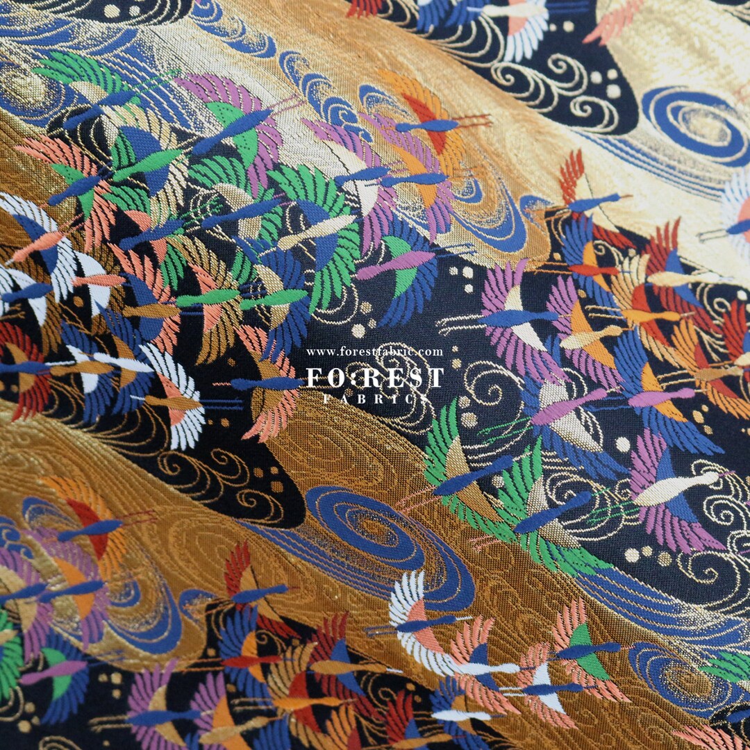 Gold Brocade Birds in the Lake Sky Crane Japanese Style - Etsy