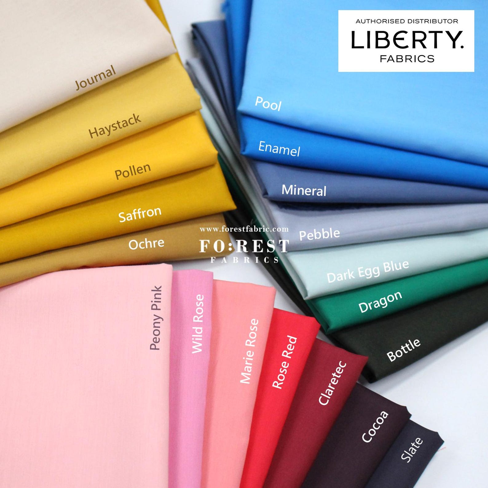 Liberty of London (cotton Tana Lawn Fabric) - Plain Solid Colour Fabric ...