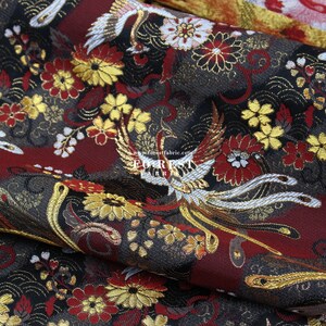 Gold Brocade - Phoenix Japanese Style Gold Brocade Fabric Black Red ...