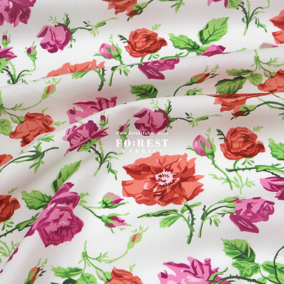 Liberty of London (organic Tana Lawn Fabric) - Painterly Rose Flower ...