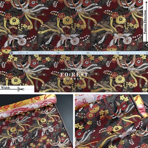 Gold Brocade - Phoenix Japanese Style Gold Brocade Fabric Black Red ...