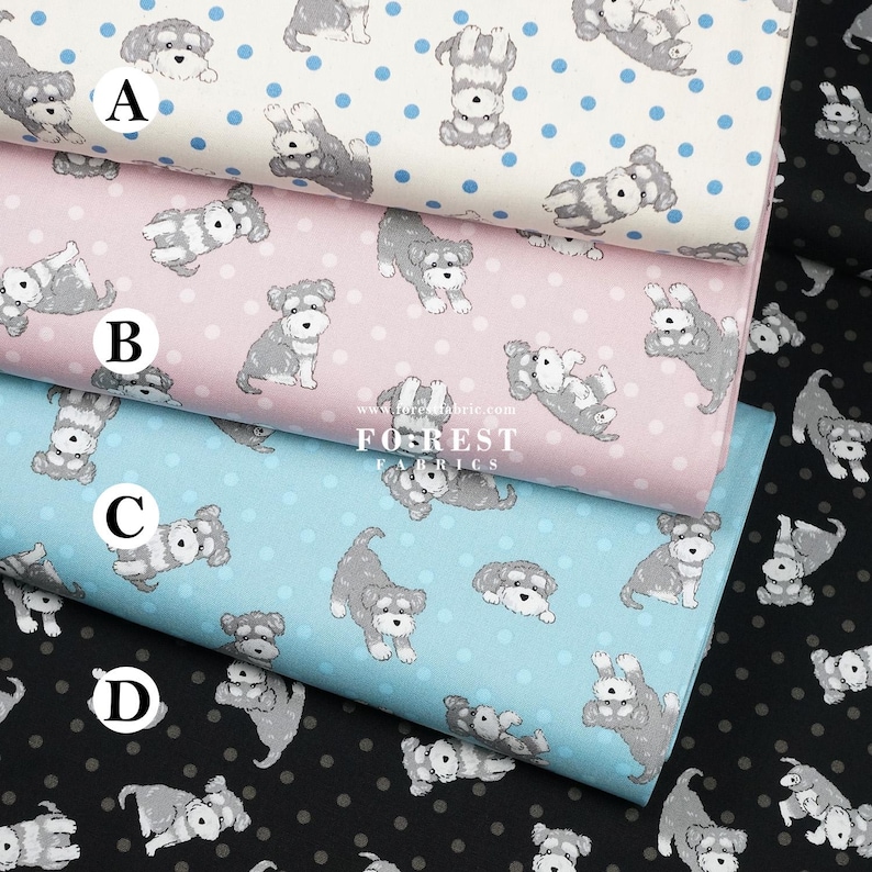 Oxford - Cute Schnauzer Fabric - 50cm - Etsy