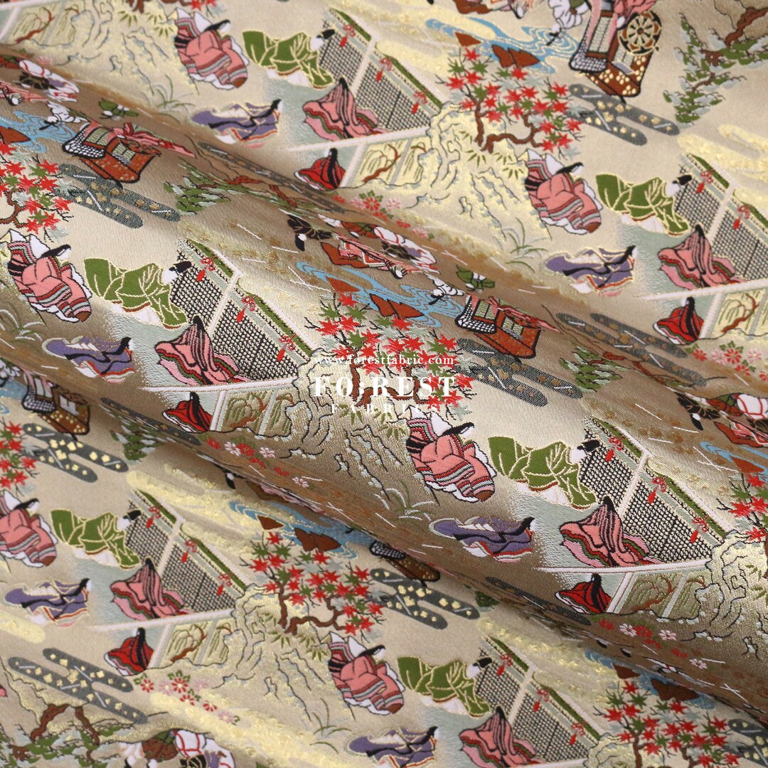 Gold Brocade - Genji Monogatari Emaki Story Japanese Style KINRAN ...