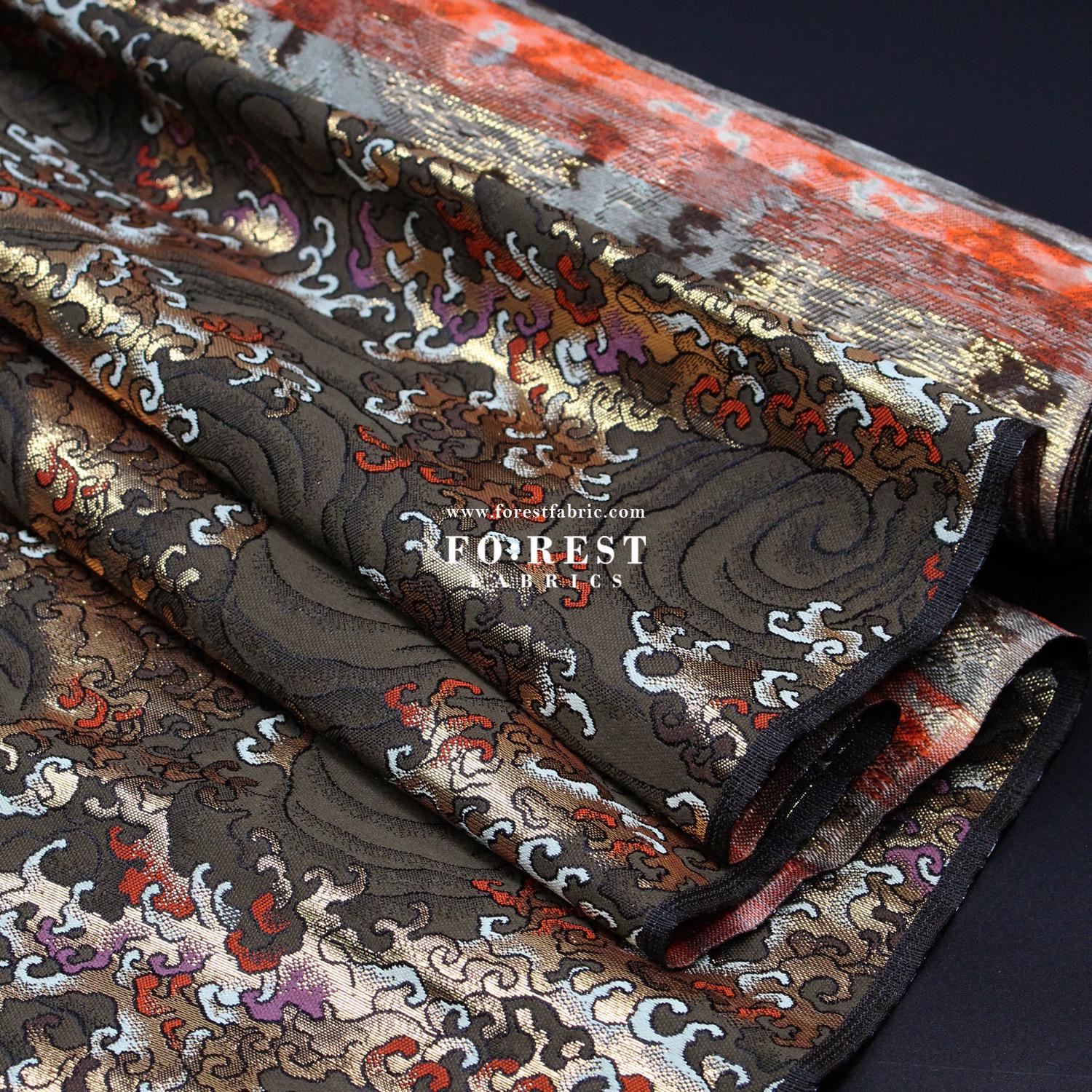 Gold Brocade - Fire Japanese Style KINRAN Fabric Browngold - 25cm - Etsy