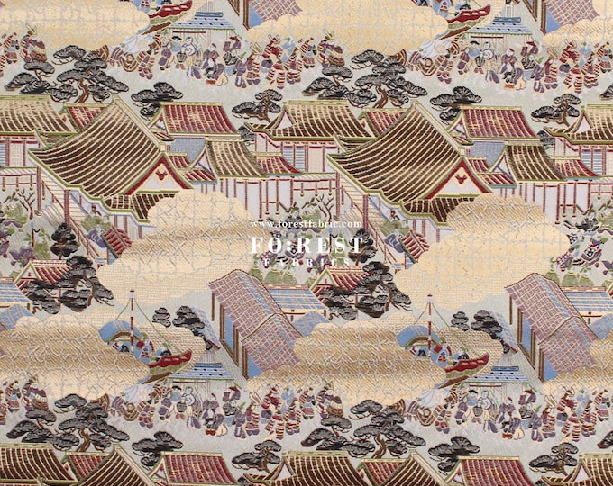 Gold Brocade - Genji Monogatari Emaki Story Japanese Style KINRAN ...