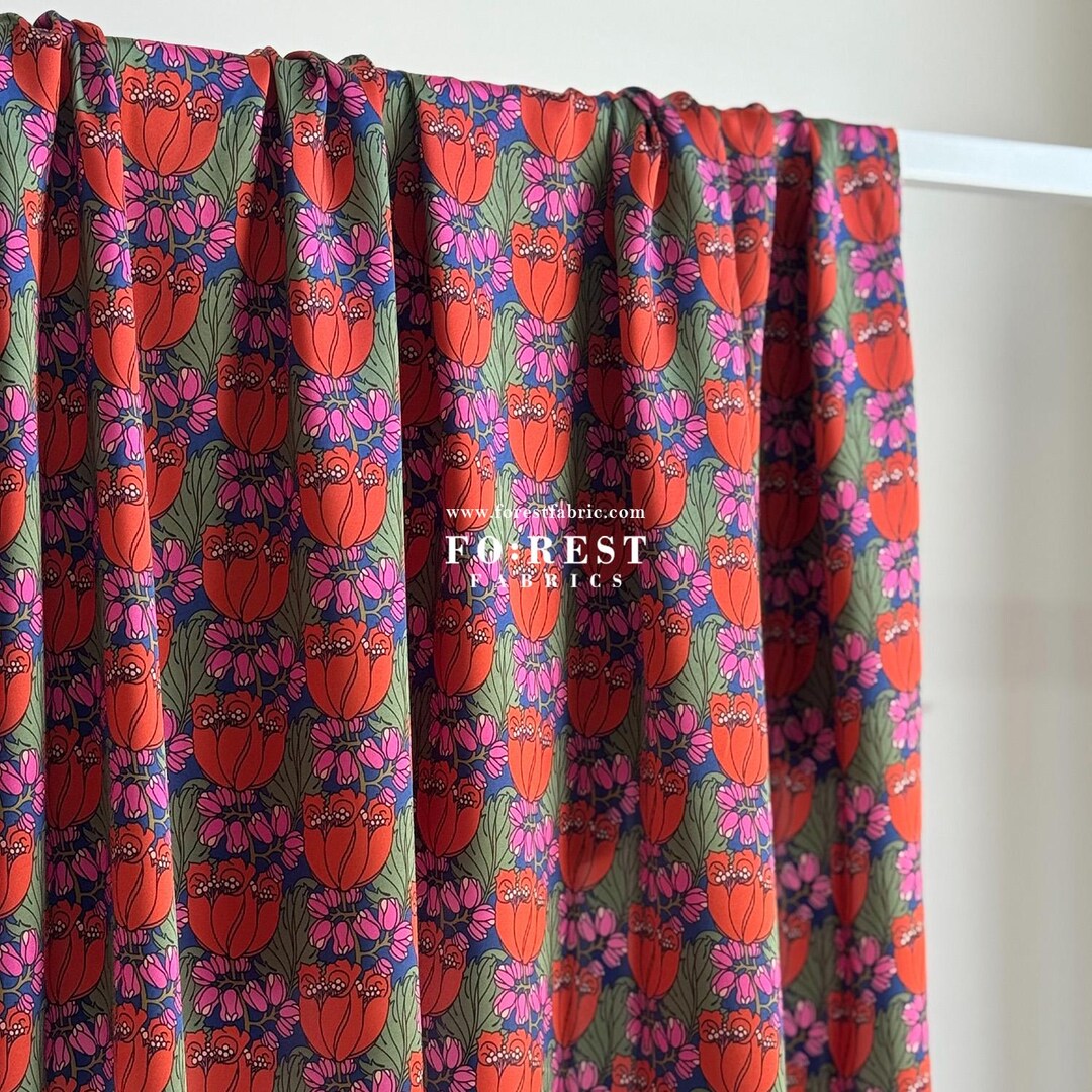 Liberty of London (silk Satin Fabric) - Tudor Fields Flower - 50cm - Etsy