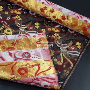 Gold Brocade - Phoenix Japanese Style Gold Brocade Fabric Black Red ...
