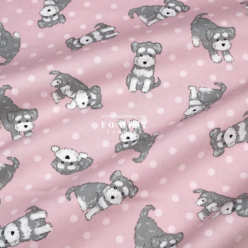 Oxford - Cute Schnauzer Fabric - 50cm - Etsy