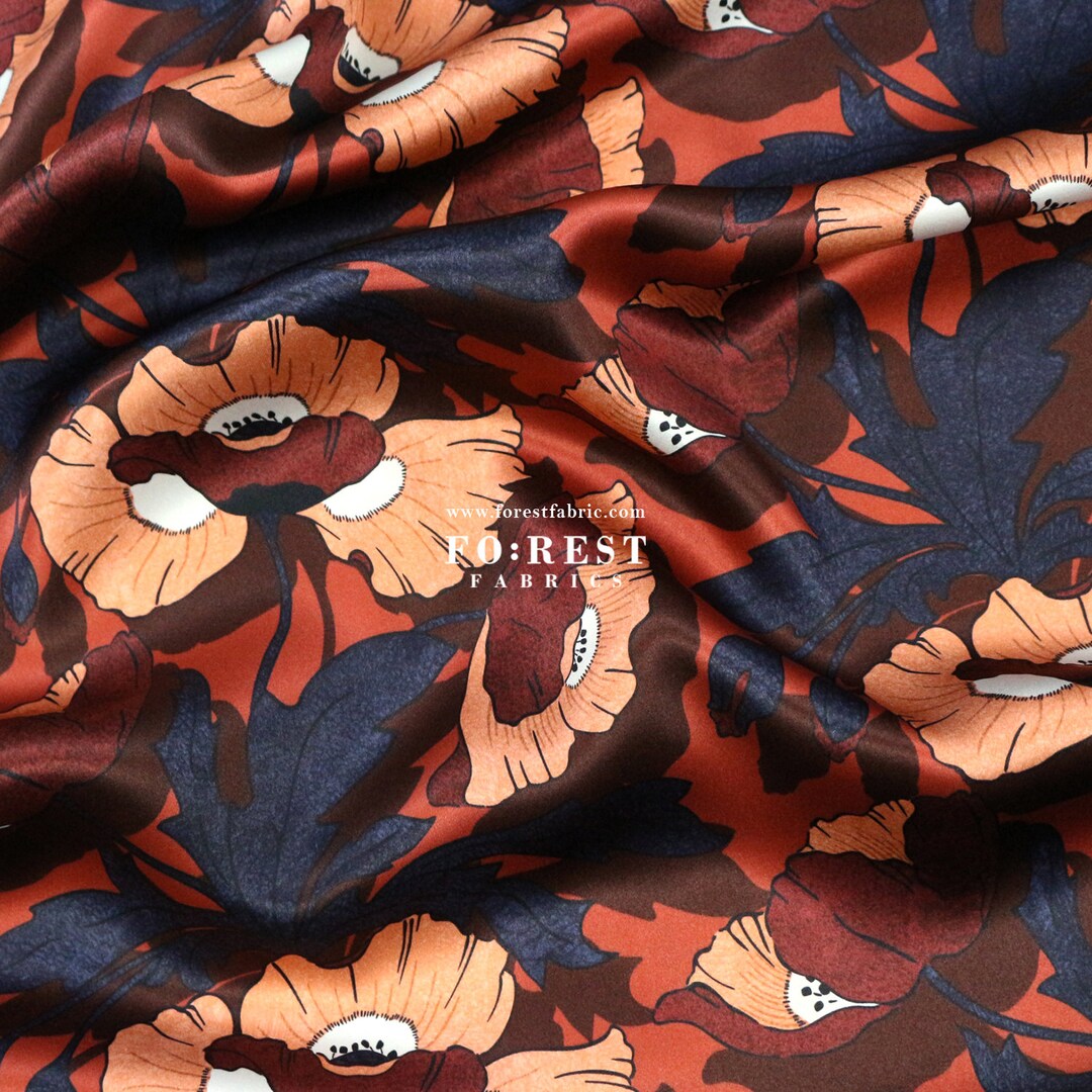 Liberty of London (silk Satin Fabric) - Butterfirld Poppy - 50cm - Etsy