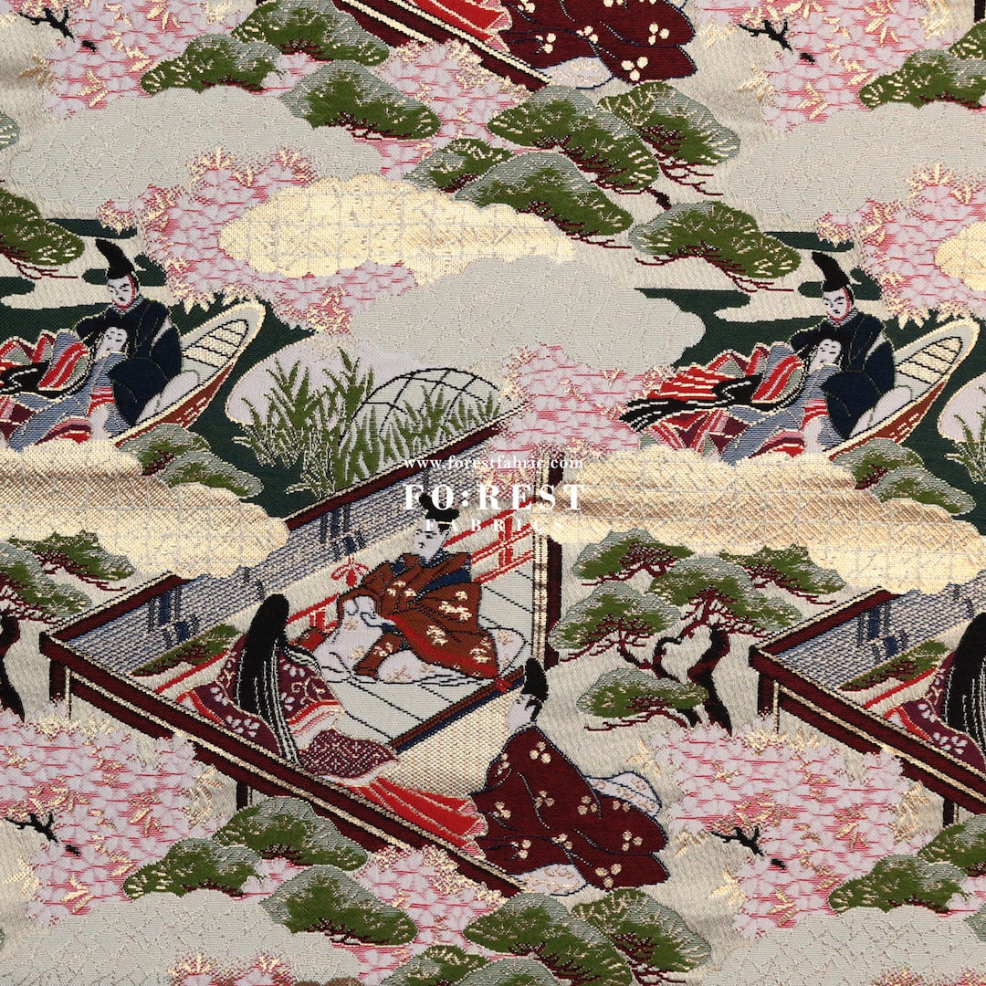 Gold Brocade - Genji Monogatari Emaki Story Japanese Style KINRAN ...