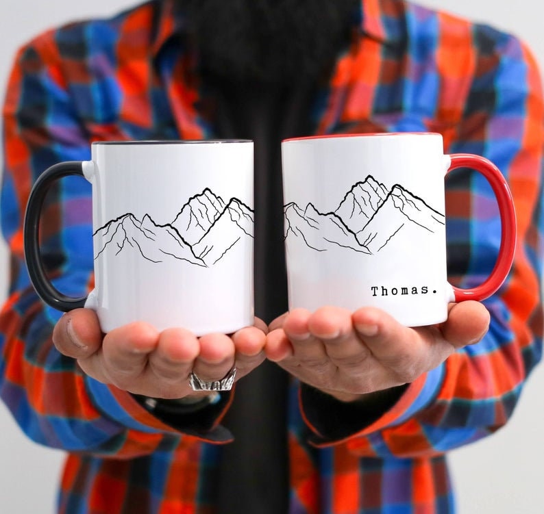 Mountain Mug Personalised Custom Coffee Enamel Mug - Camping Gift ...