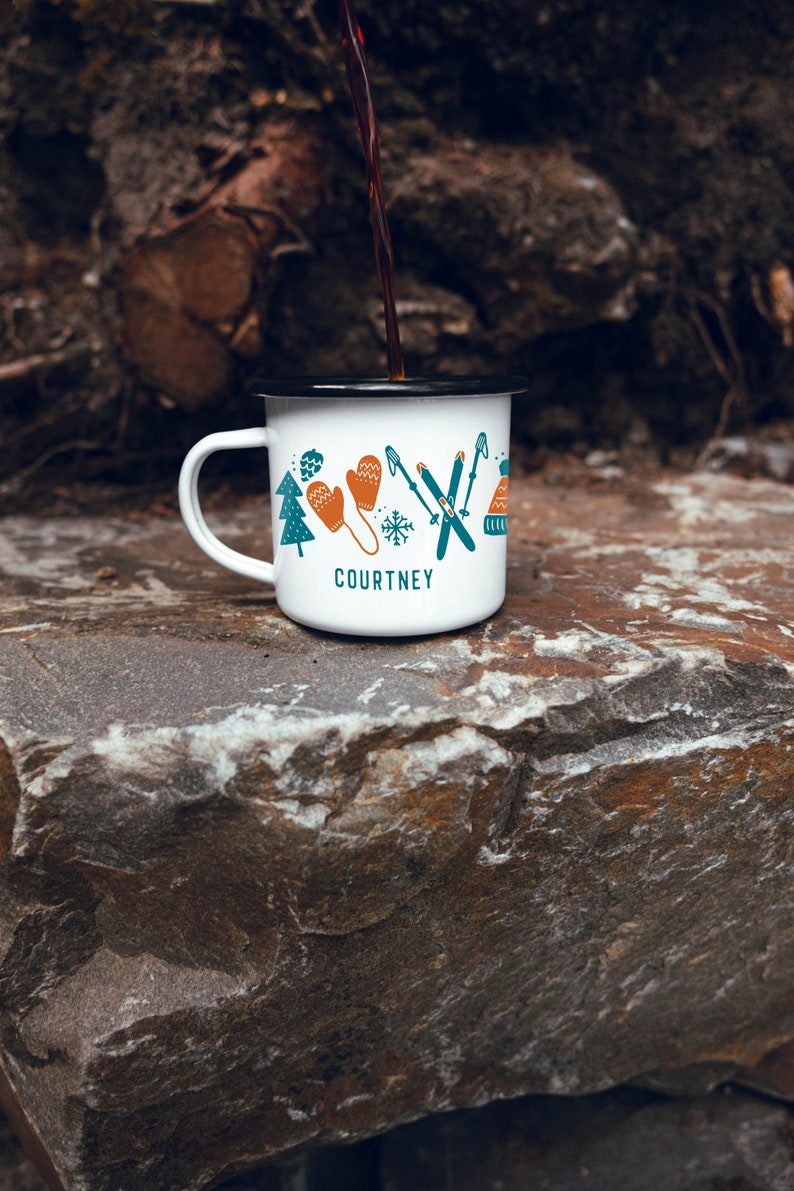 Personalized Winter Ski Mug, Custom Skiing Gift, Skier Camping Mug, Ski ...