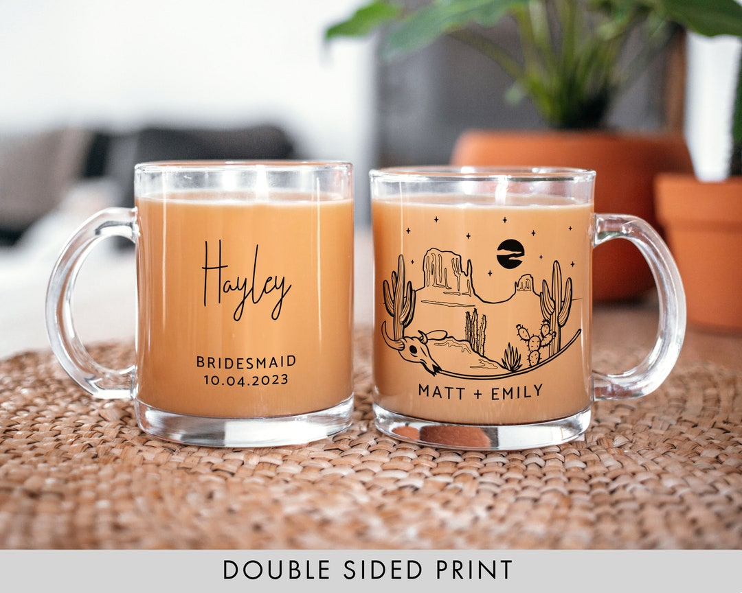 Desert Bridesmaid Mugs Southwestern Bridesmaid Glass Mug Desert Cactus ...