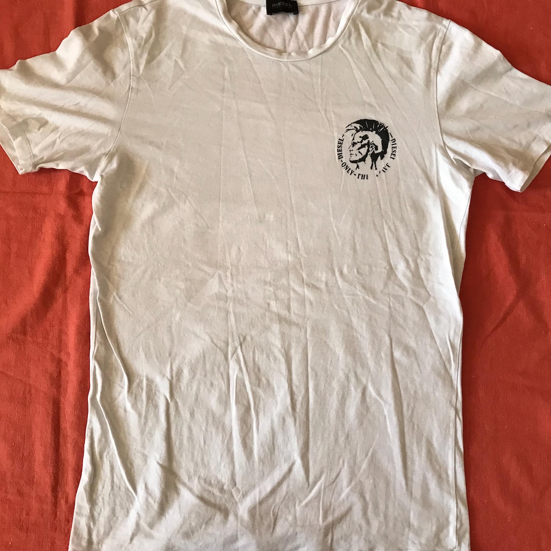 Diesel Industry Jeans Men's White T-shirt W/ “only the Brave” Mohican ...