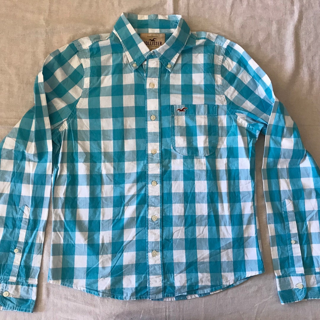 Hollister Abercrombie & Fitch Label Men's Plaid Shirt Long Sleeve Large ...