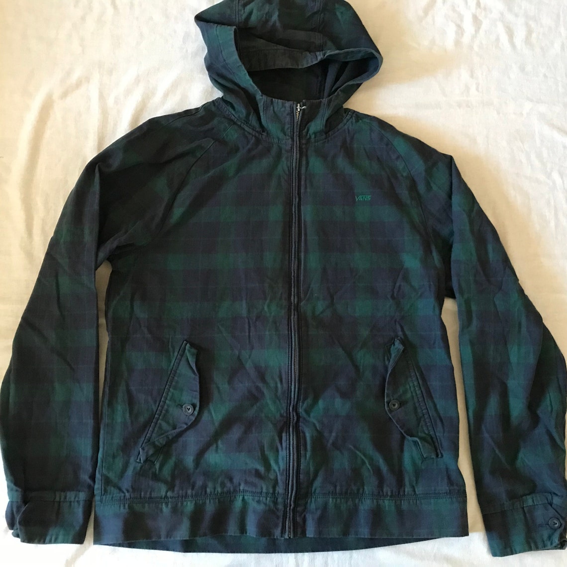 Vans Hoodie Zipped Overshirt Jacket Cotton Dark Blue Green - Etsy