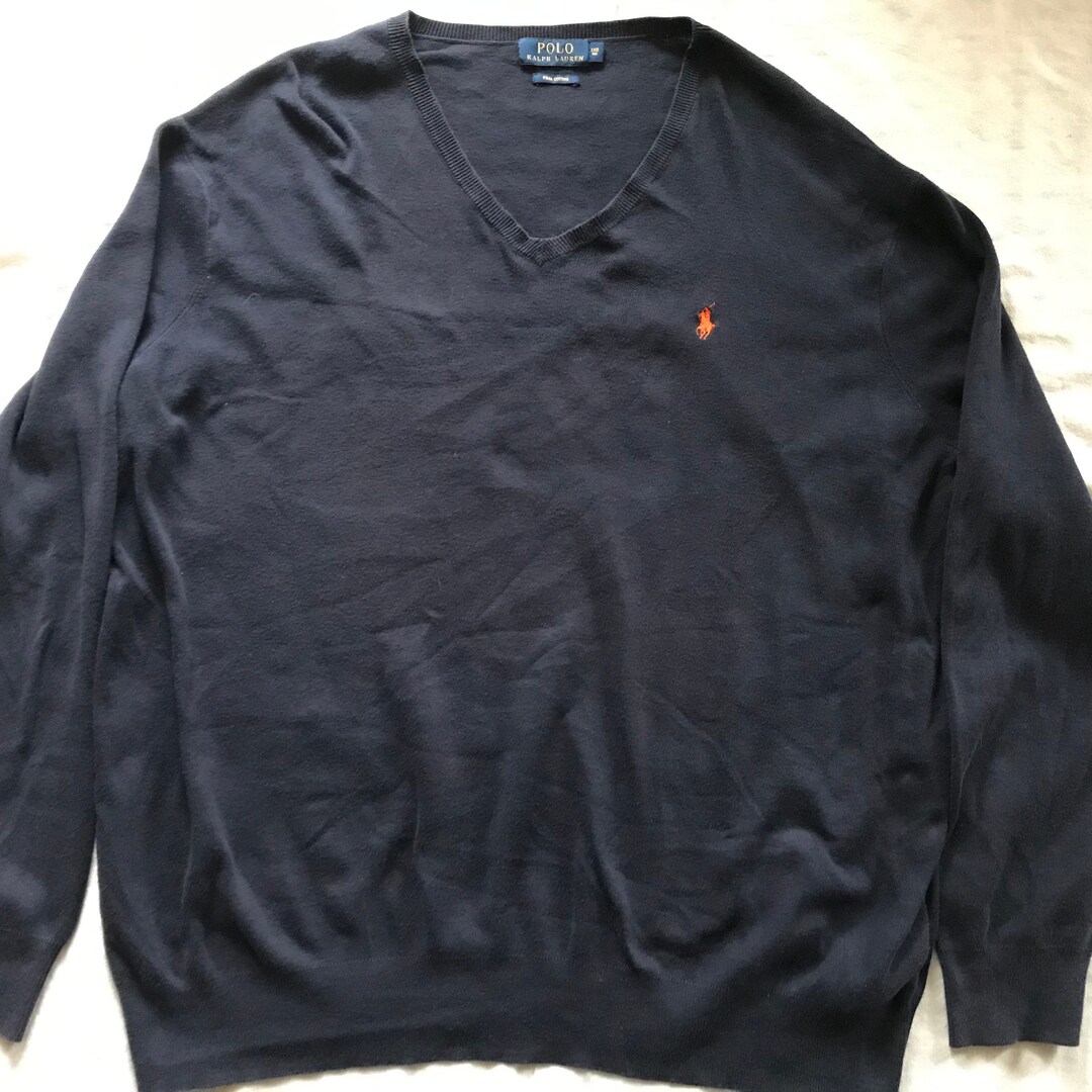 Polo Ralph Lauren Men's V-neck Pullover Pima Cotton Size 1XB Big Navy ...