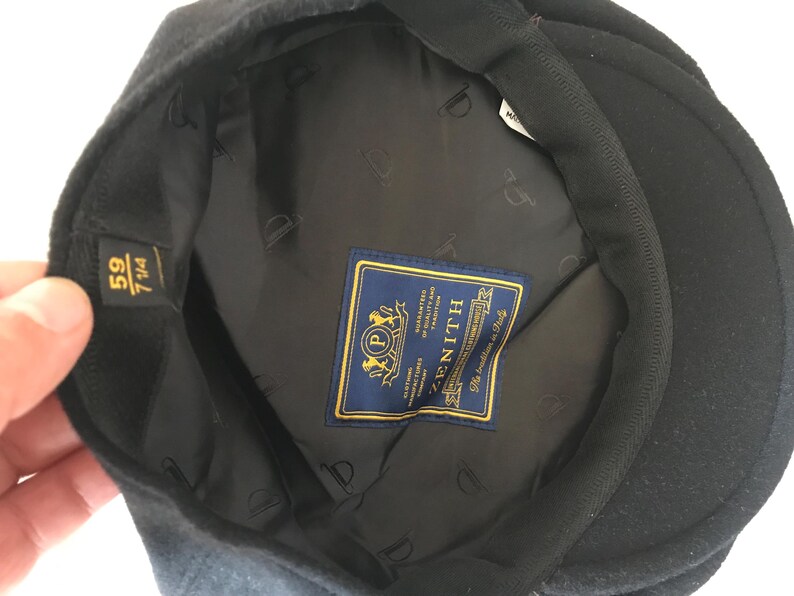 Zenith Made in Italy Newsboy Gatsby European Hat Black Pure Wool Large ...