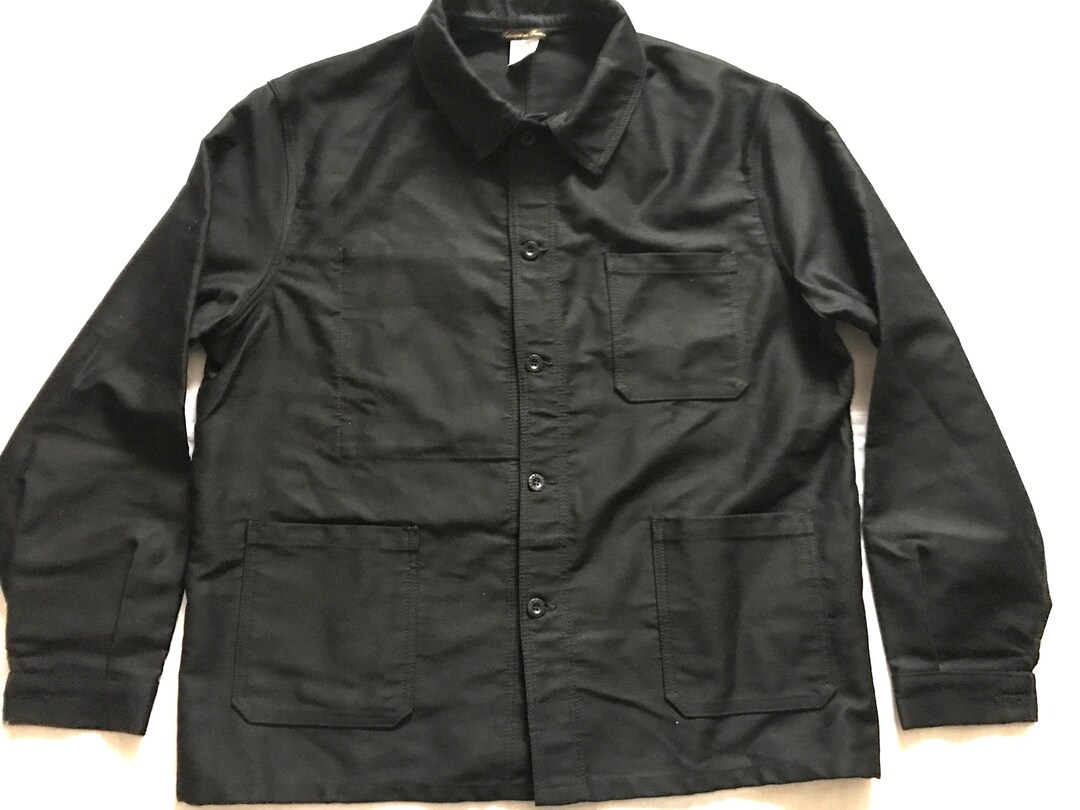 Le Laboureur Made in France Black Moleskin Work Jacket Utility French ...