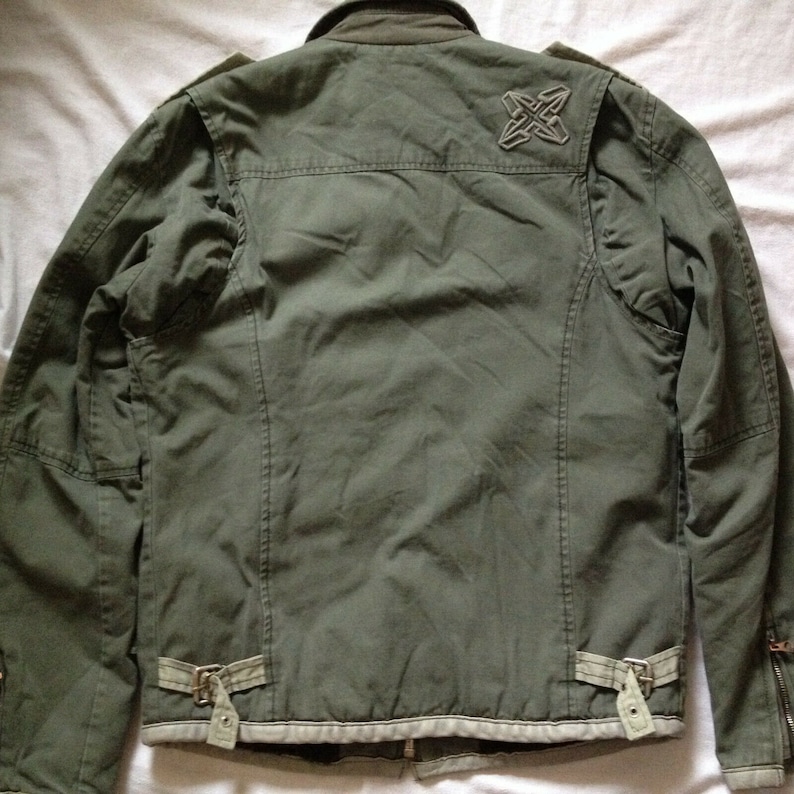 Energie Jeans Sixty Men's Winter Biker Racer Designed Jacket Olive ...