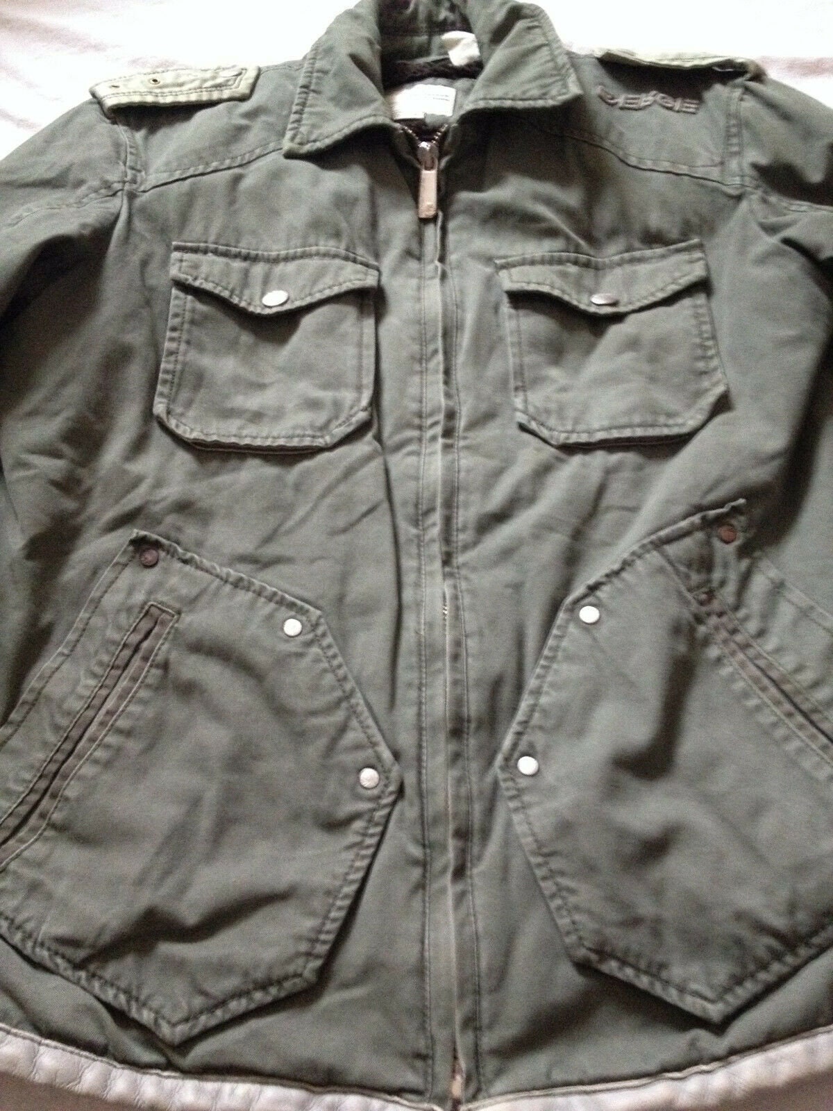 Energie Jeans Sixty Men's Winter Biker Racer Designed Jacket Olive ...