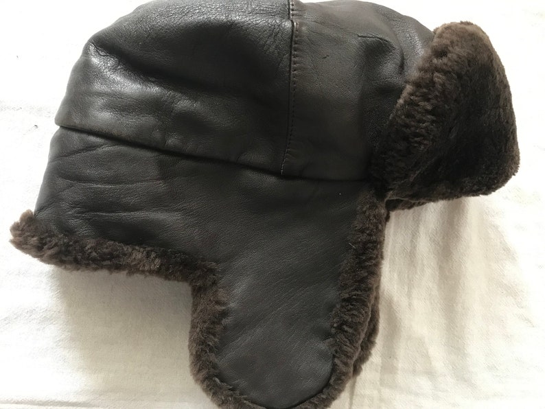 Finnbear Leather Winter Hat Trapper Aviator Pilot Ushanka Brown Men's ...
