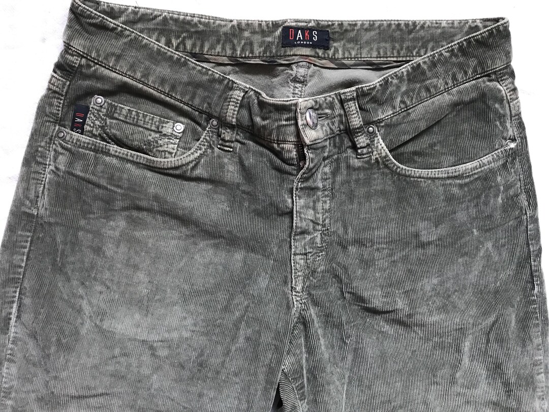 Dak's London Made in Italy Men's Corduroy Pants Dark Green Size 48 EU ...