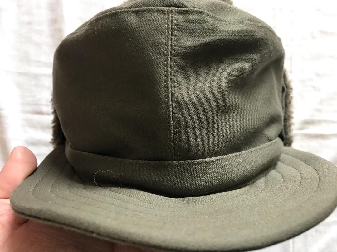 German Winter Military Hat With Ear Flaps Winter Drab Olive Green Size ...