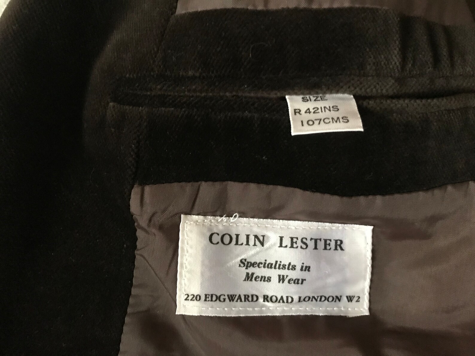 Colin Lester London Men's Dark Brown Jacket Blazer Velvet Size 40 US ...