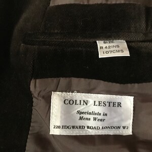 Colin Lester London Men's Dark Brown Jacket Blazer Velvet Size 40 US ...