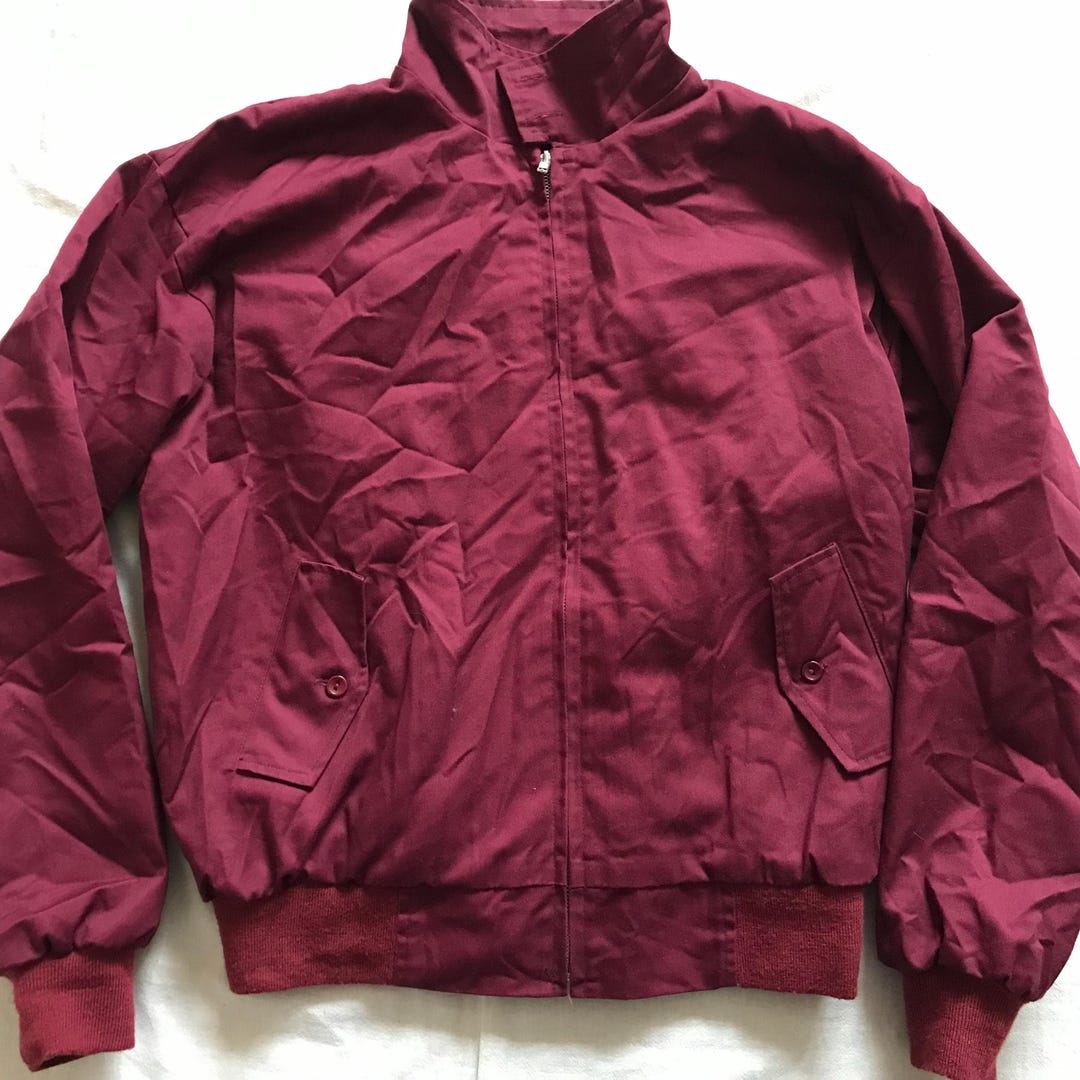 Relco London Men's Burgundy Classic Bomber Harrington Vintage Jacket ...