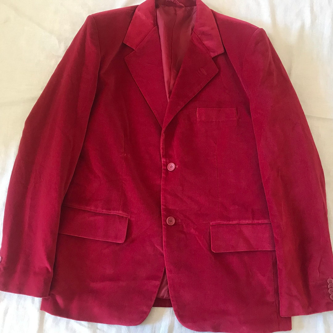 Solid Luxury Wine Red Men's Blazer Velvet Classic Large Size - Etsy