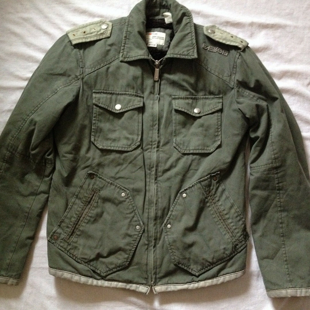 Energie Jeans Sixty Men's Winter Biker Racer Designed Jacket Olive ...