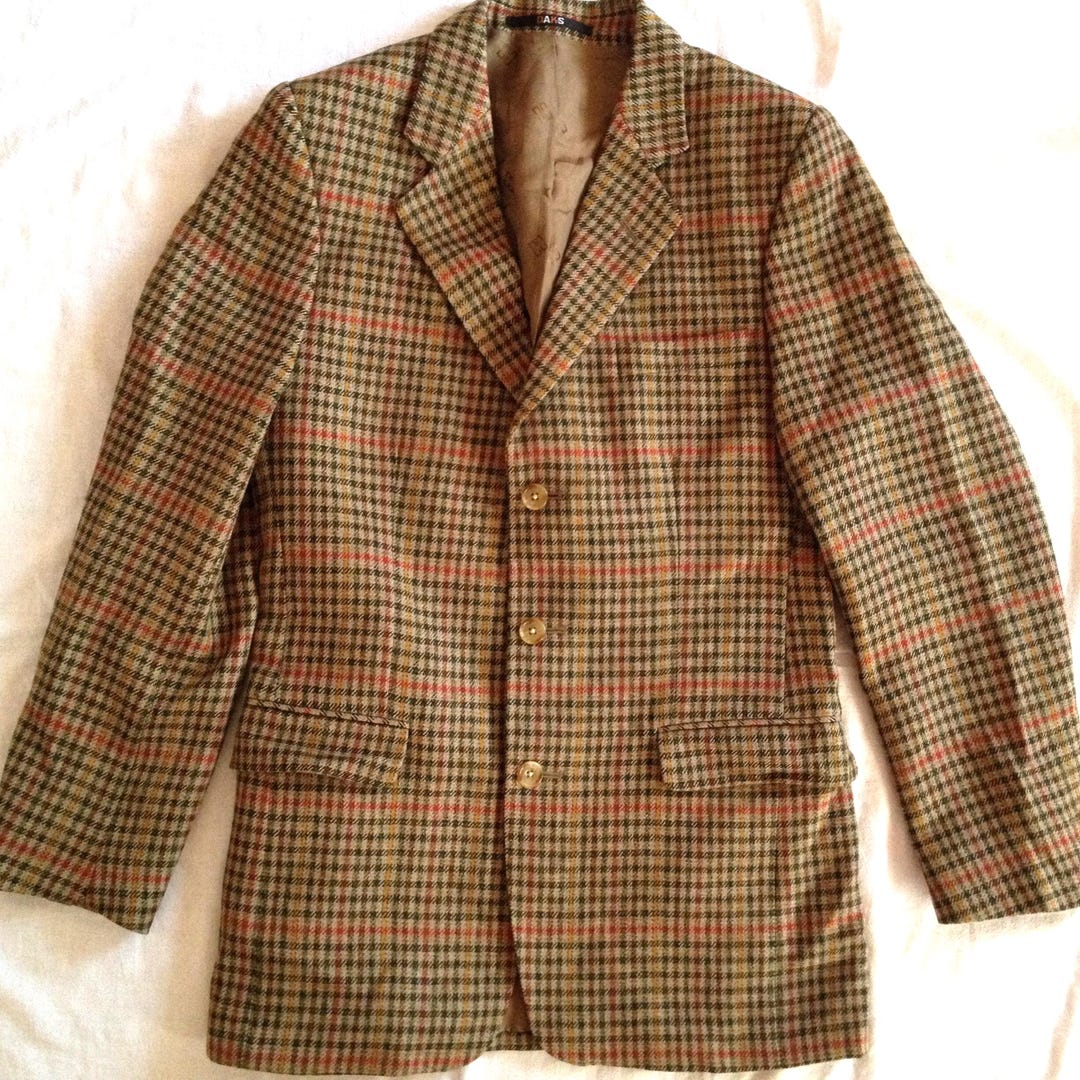Dak's London Signature Classic Wool Jacket Blazer Country Check Size ...
