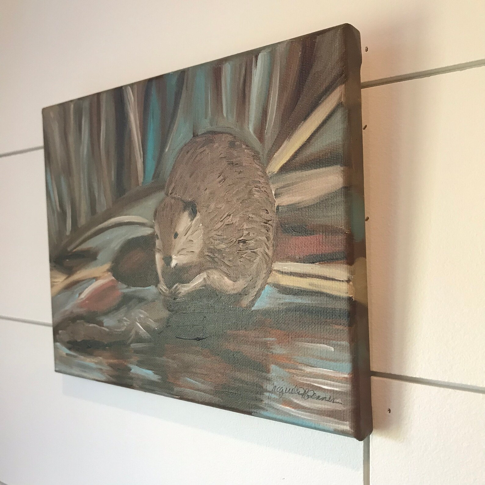 Beaver Oil Painting, Original Art, Canadian Animals, Canadian Painting ...