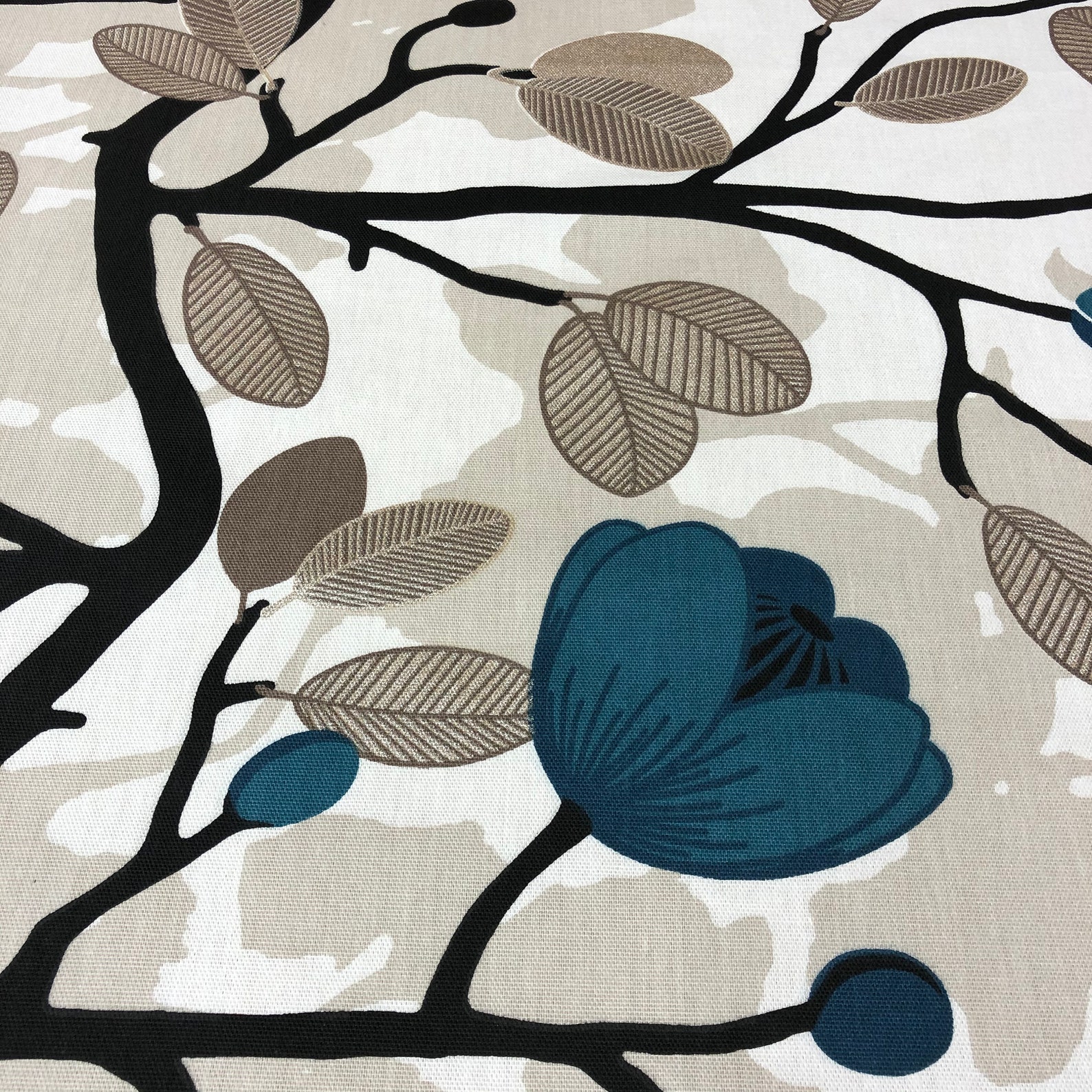 Scandinavian Cotton Fabric Magnolia Blossom Elegant Blue - Etsy