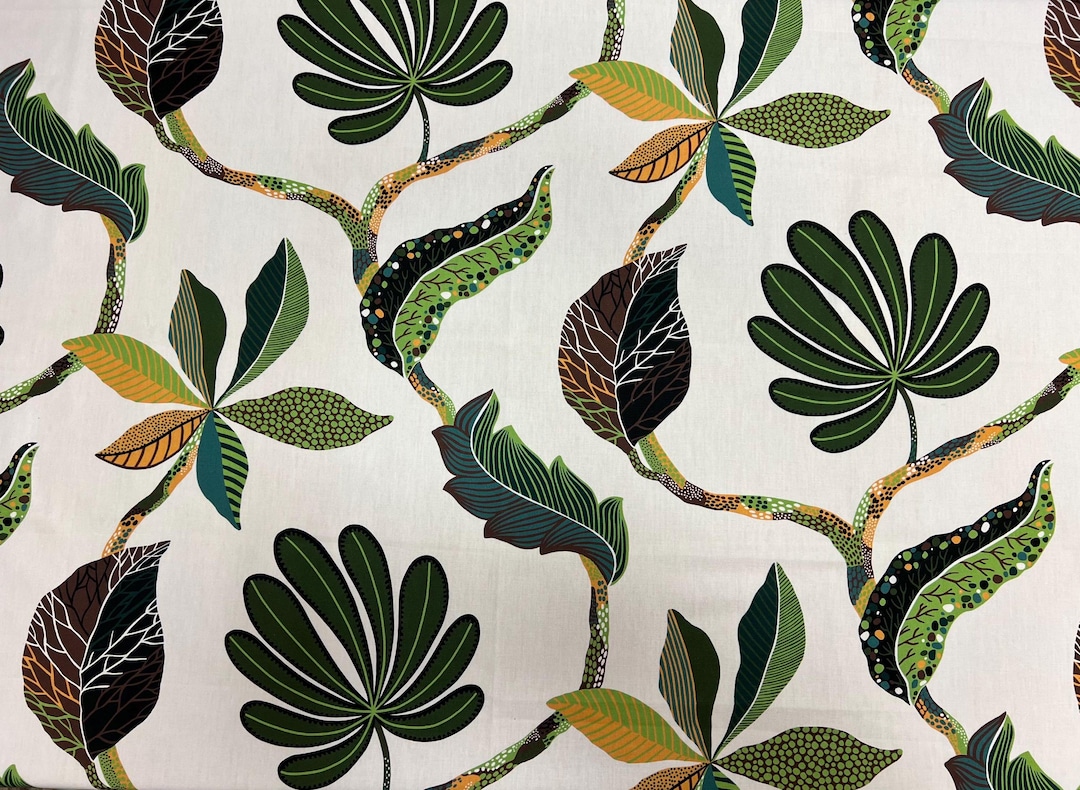 White Cotton Fabric,botanical Print Fabric, Floral Cotton,scandinavian ...